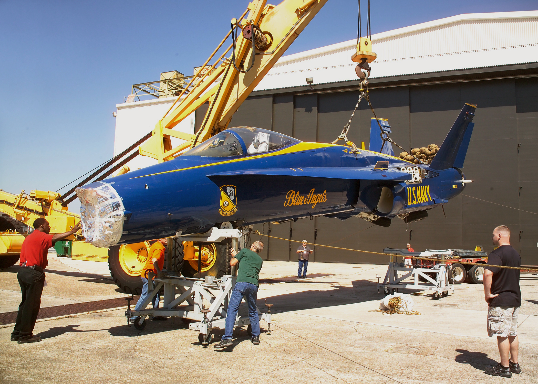 Damaged Blue Angel aircraft arrives at FRCSE | NAVAIR
