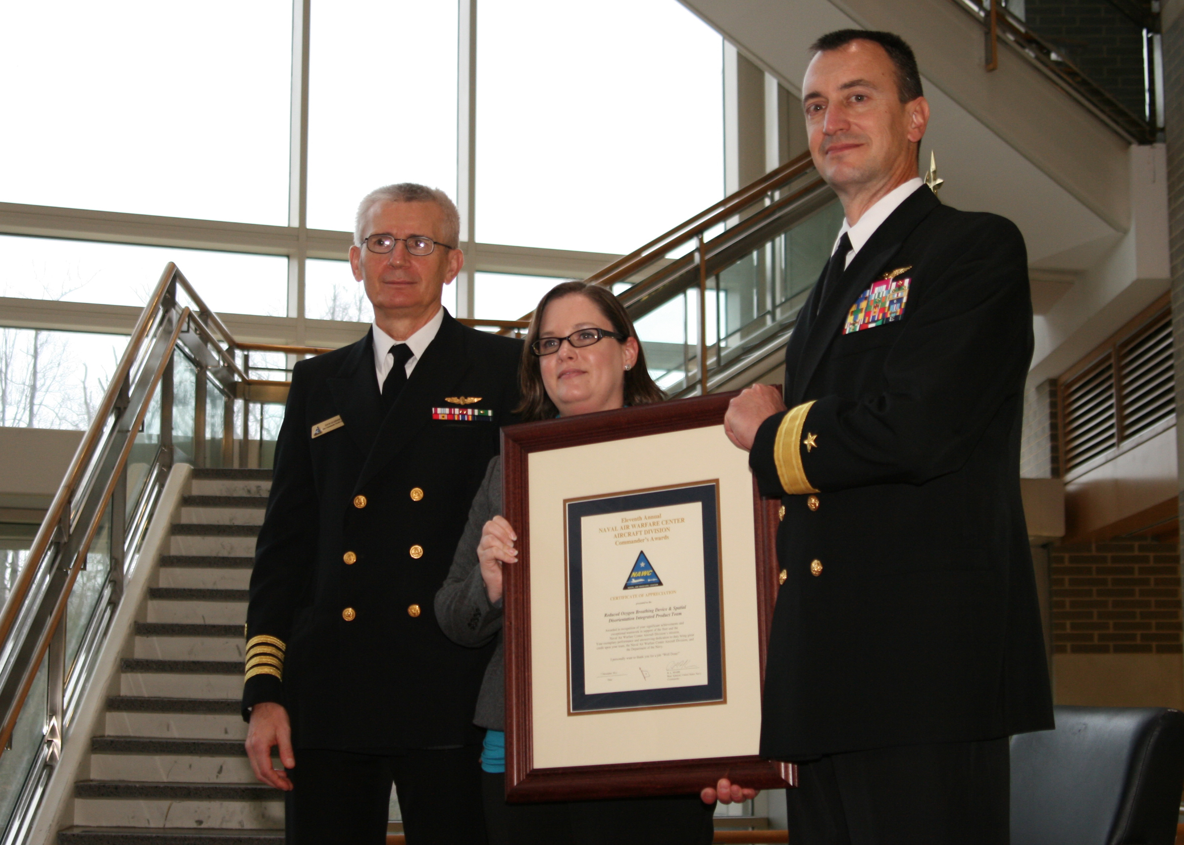 Reduced Oxygen Breathing Device and Spatial Disorientation team receives NAWCAD Commander’s ...